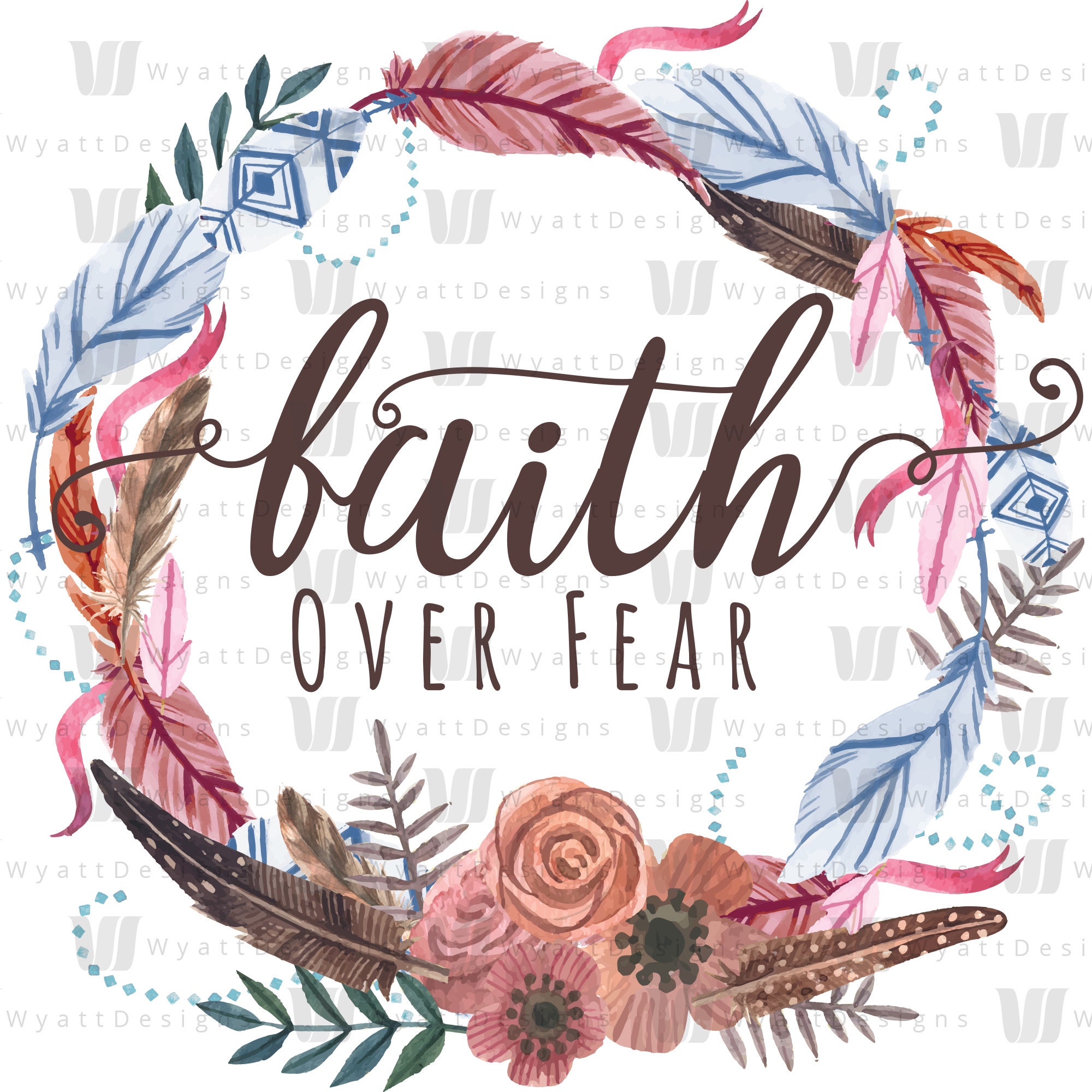 Boho Faith Over Fear Graphic, PNG, Instant Download, Sublimation Design ...