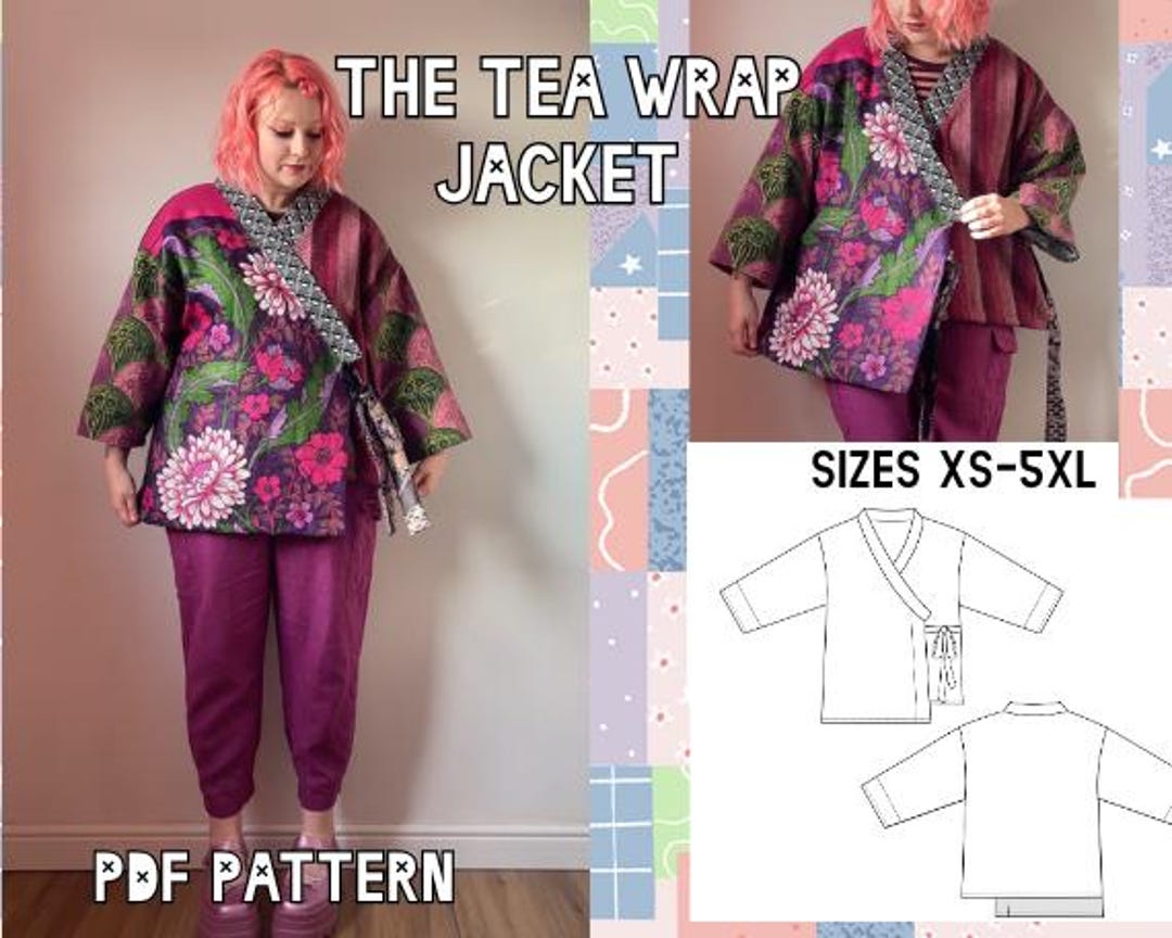 The Tea Wrap Jacket Sewing Pattern Sizes S-5XL | Video Tutorial Sewing Pattern | Downloadable ...