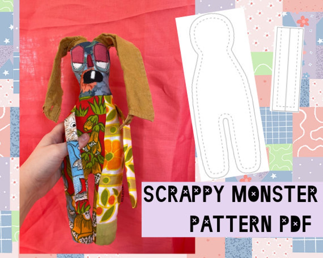 Scrappy Monster Doll Pattern PDF | Fabric Scrap Project Pattern | Recycled Art DIY | Fabric ...