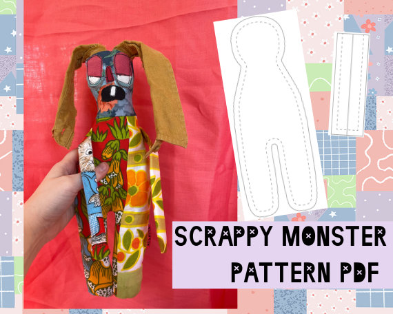 Scrappy Monster Doll Pattern PDF | Fabric Scrap Project Pattern ...