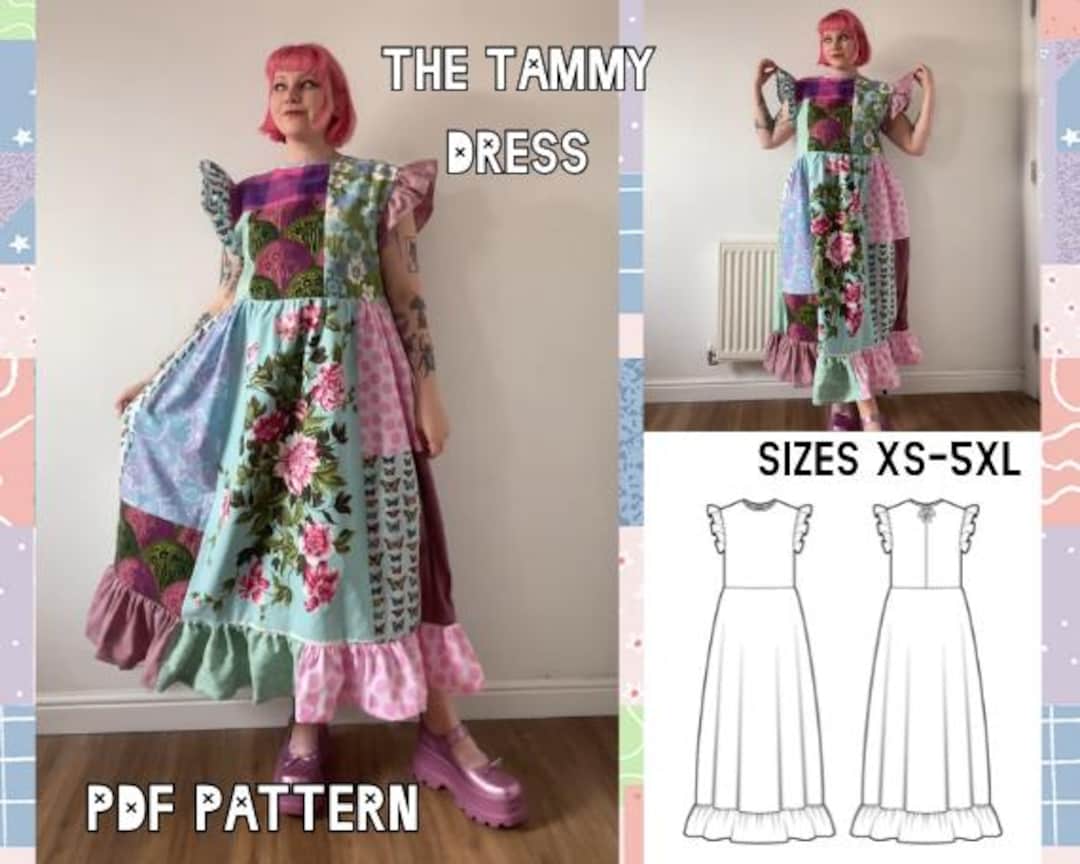 Tammy Dress Sewing Pattern: Upcycle Tea Towel Dress (sizes XS-5XL ...