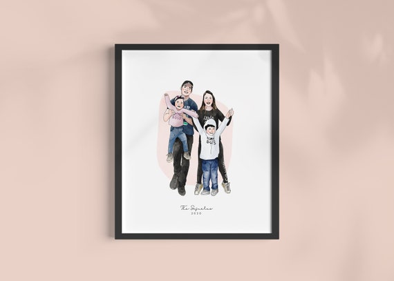 CUSTOM Family Portrait Digital Hand Drawn / Personalized | Etsy
