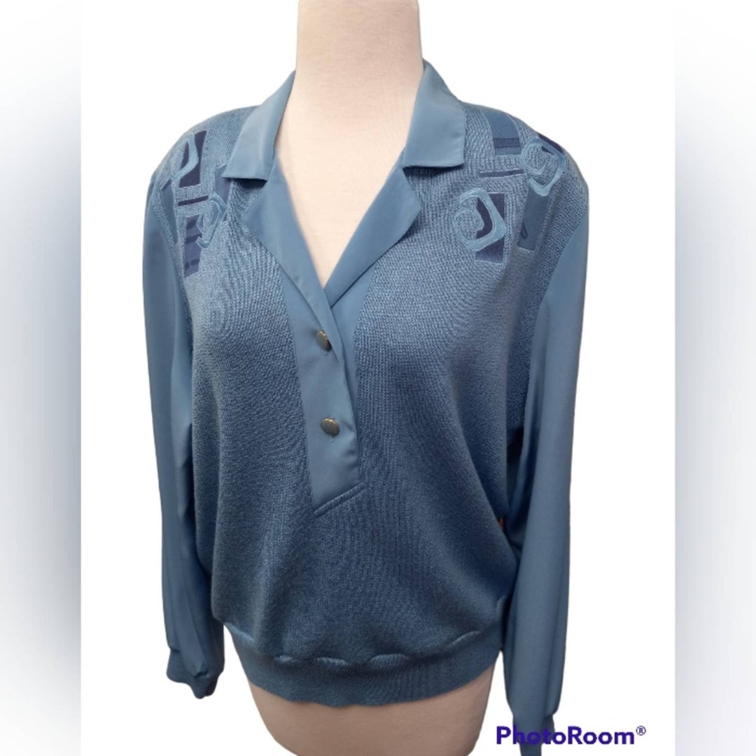 Philippe Marques Blue Knit Blouse - Etsy