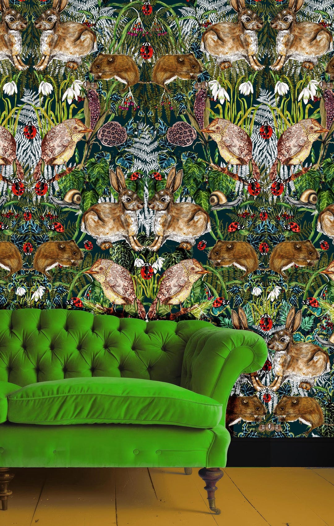 Spring in the Thicket Wallpaper 2, Forest Green, Season 1 - Etsy