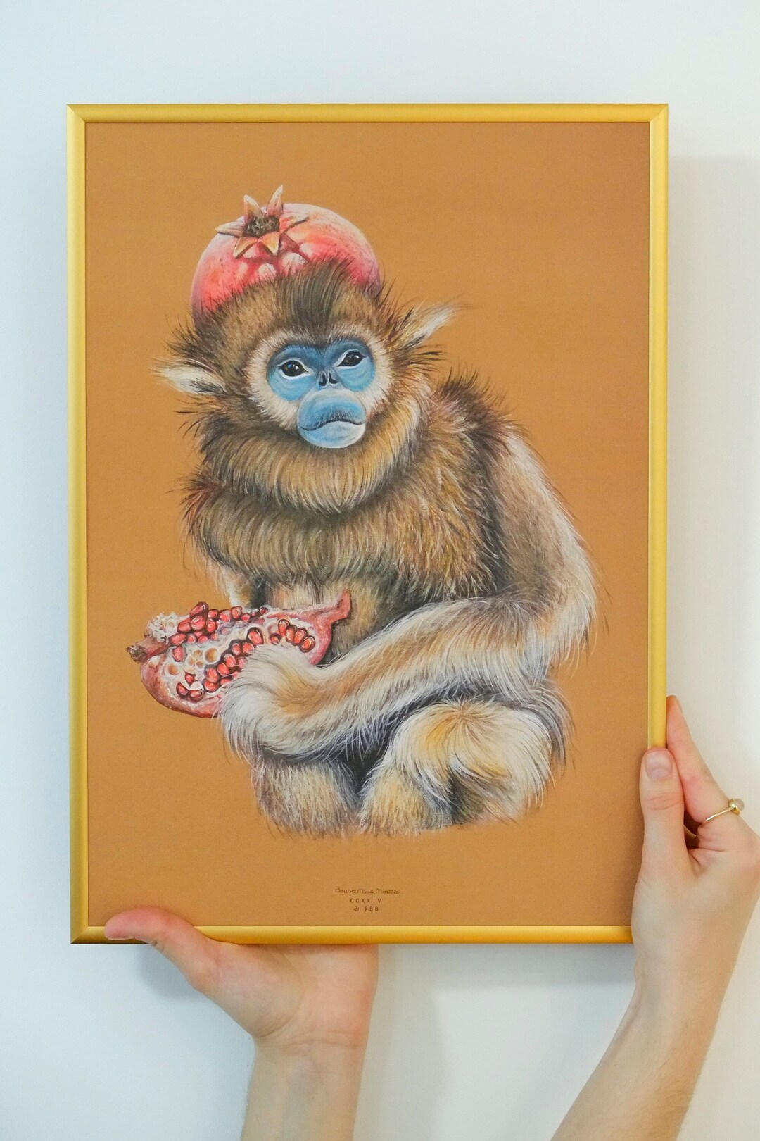 Monkey Print - Golden Snub Nosed Print - Animal Print - Hand Painted ...