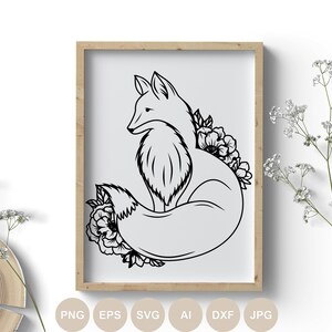 Floral Fox Svg, Cut File, Fox With Flowers, Forest Animal Svg for ...