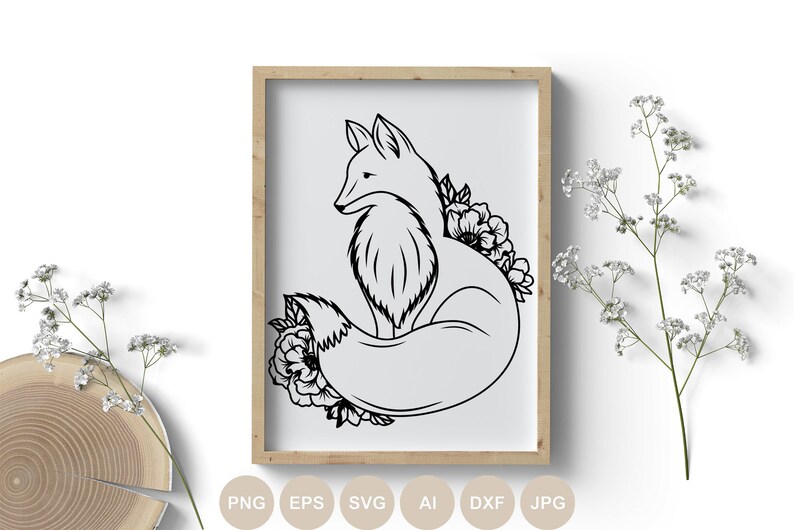 Floral Fox Svg Cut File Fox With Flowers Forest Animal Svg - Etsy
