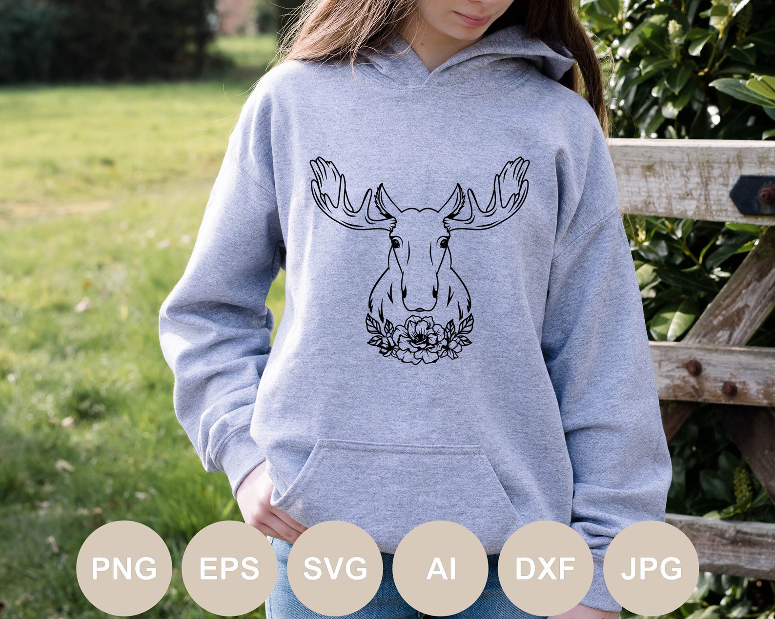 Floral Moose Svg Bundle, Moose Cut Files, Floral Svg, Flowers, Boho Svg ...