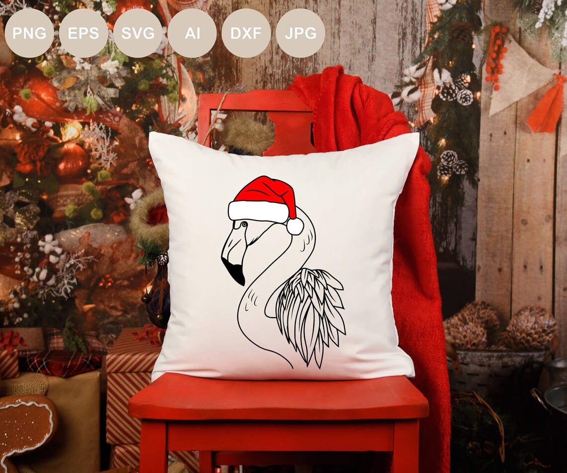 Flamingo Santa Hat Svg Flamingo Cut File Animal Tropical - Etsy