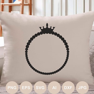 Frame With Crown Svg, Frame Cut File, Round Beads Crown Svg, Girl Svg ...