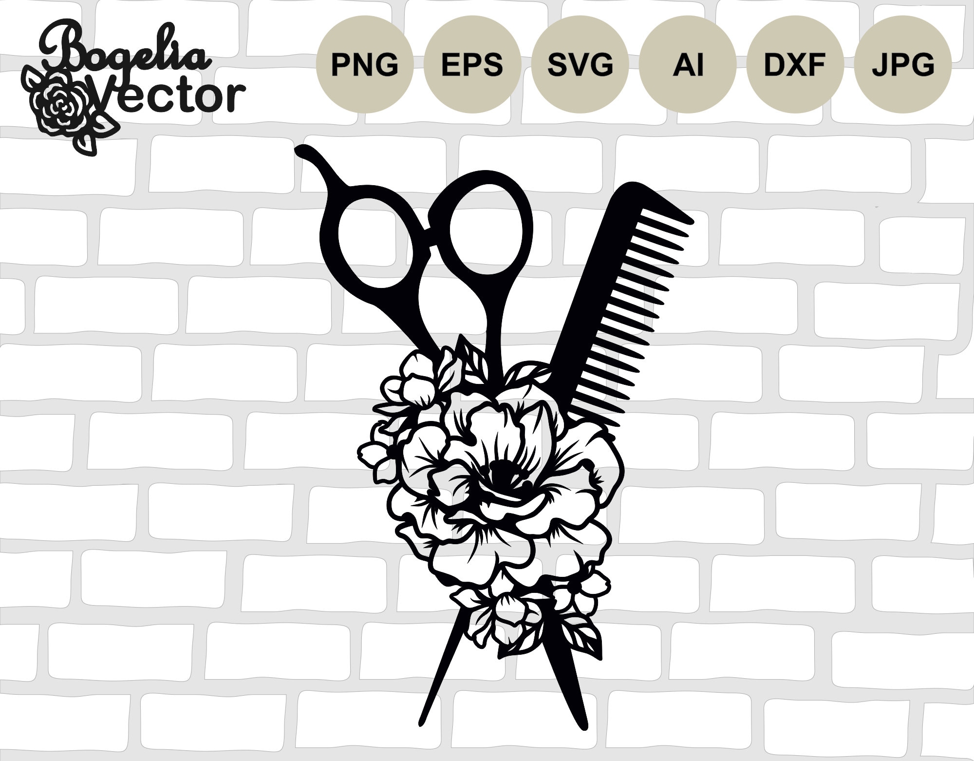 Hair Dresser Svg File, Floral Scissor Svg, Scissor Cut Files, Scissor ...