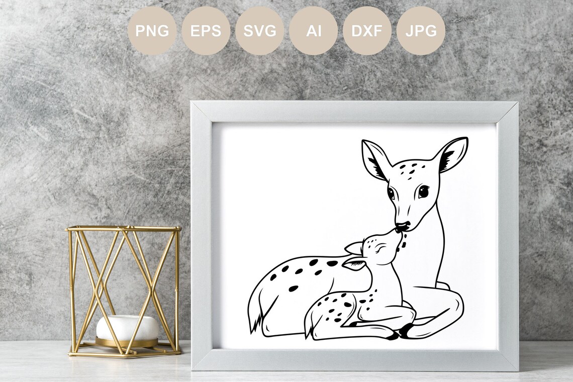 Mom and Baby Deer Svg Deer Cut File Family Deer Woodland | Etsy