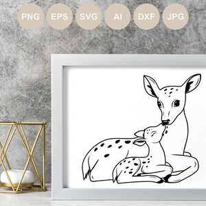 Mom and Baby Deer Svg, Deer Cut File, Family Deer, Woodland Animals ...