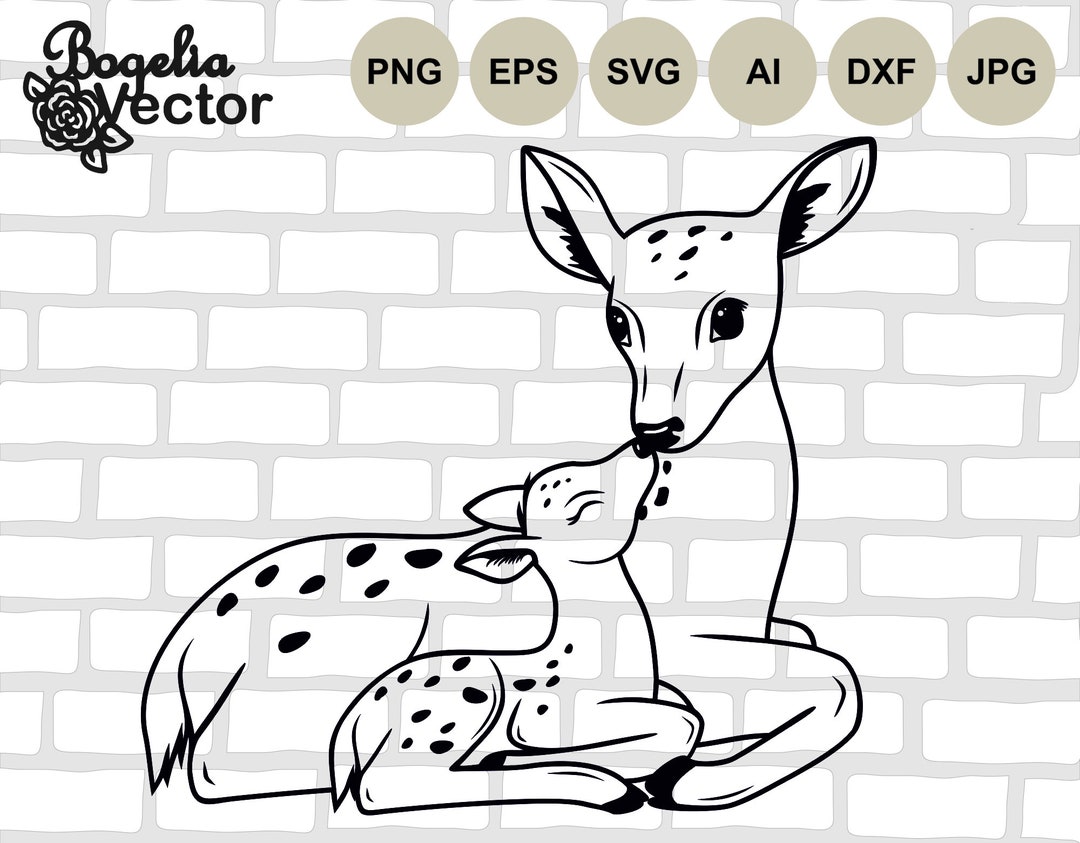 Mom and Baby Deer Svg, Deer Cut File, Family Deer, Woodland Animals ...