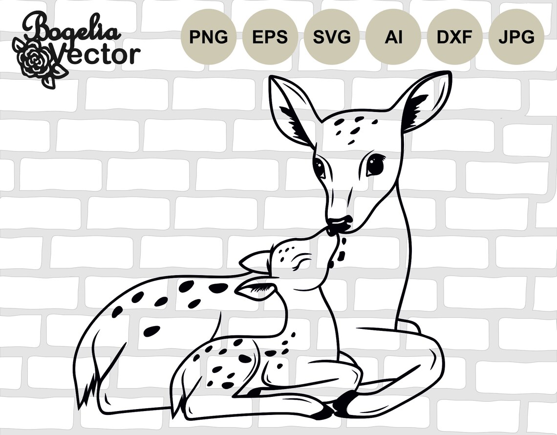 Mom and Baby Deer Svg Deer Cut File Family Deer Woodland | Etsy