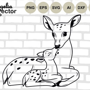 Mom and Baby Deer Svg, Deer Cut File, Family Deer, Woodland Animals ...