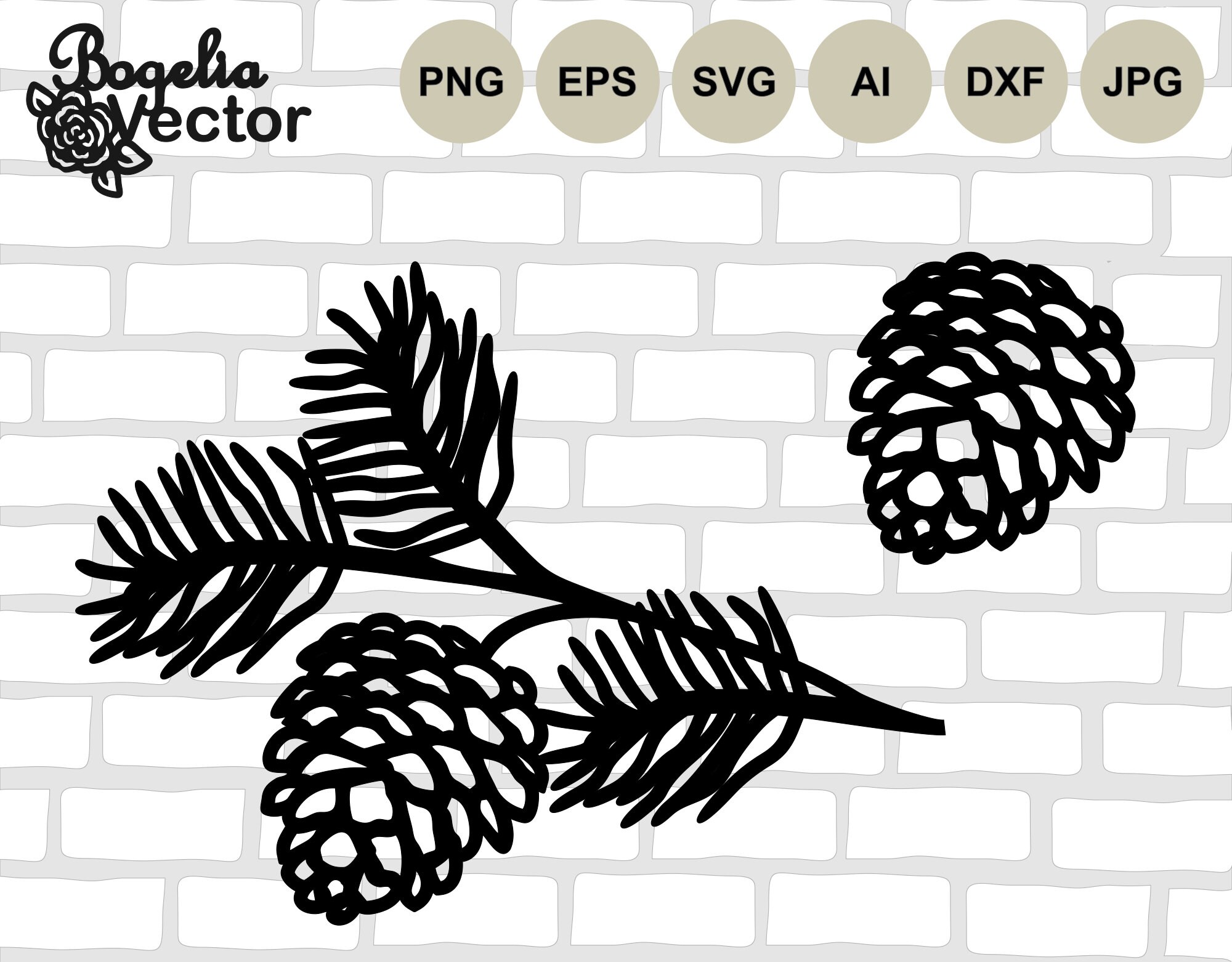 Fir Tree Branch Svg File Pinecone Svg Pinecone Cut File - Etsy UK