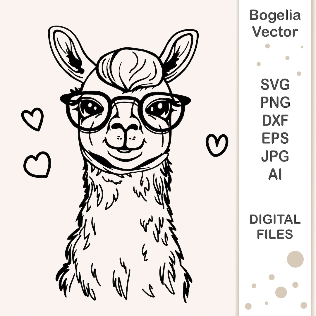 Cute Lama Svg Cut File, Lama Head Svg, Animal Svg, Lama Face Svg, Cute ...
