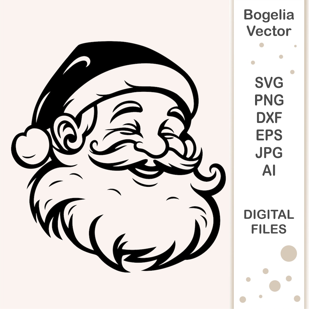 Santa Svg Cut File, Santa Face Svg, Santa Claus Svg, Vintage Santa Svg ...