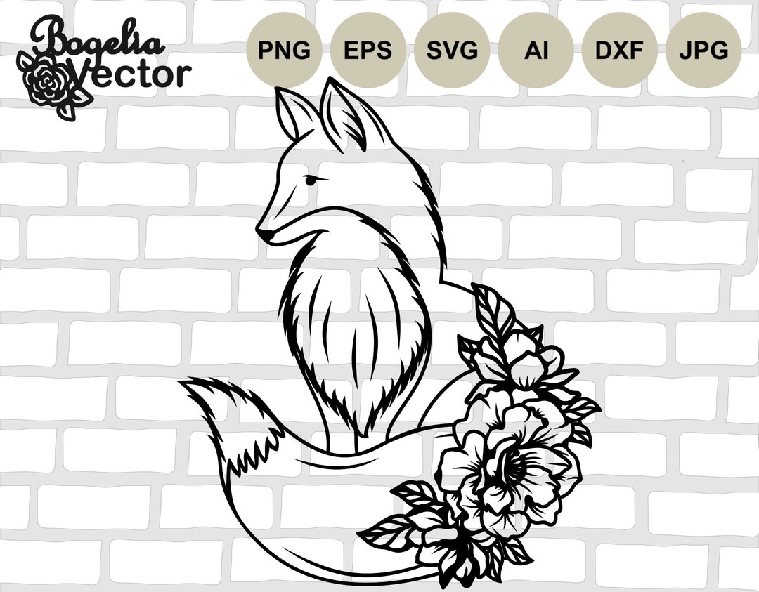 Fox Svg, Floral Fox Svg, Fox Cut File, Cute Animal Svg, Woodland ...