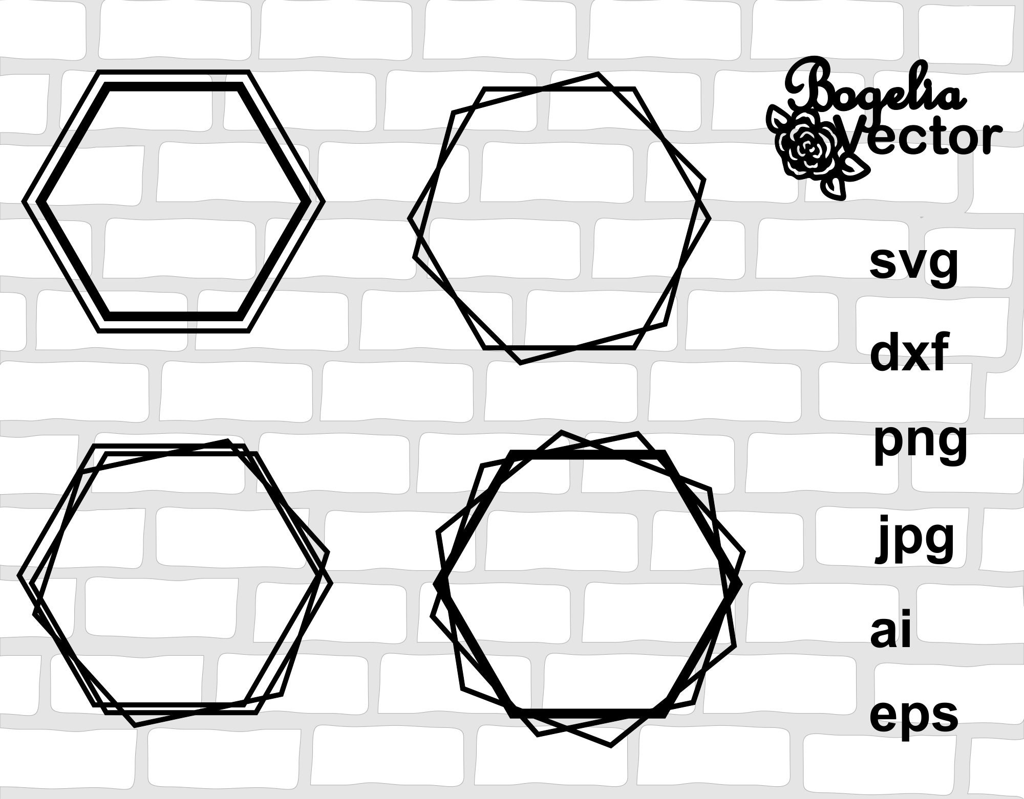 Hexagon Frame Svg Frame Svg Frame Cut File Monogram Frame - Etsy