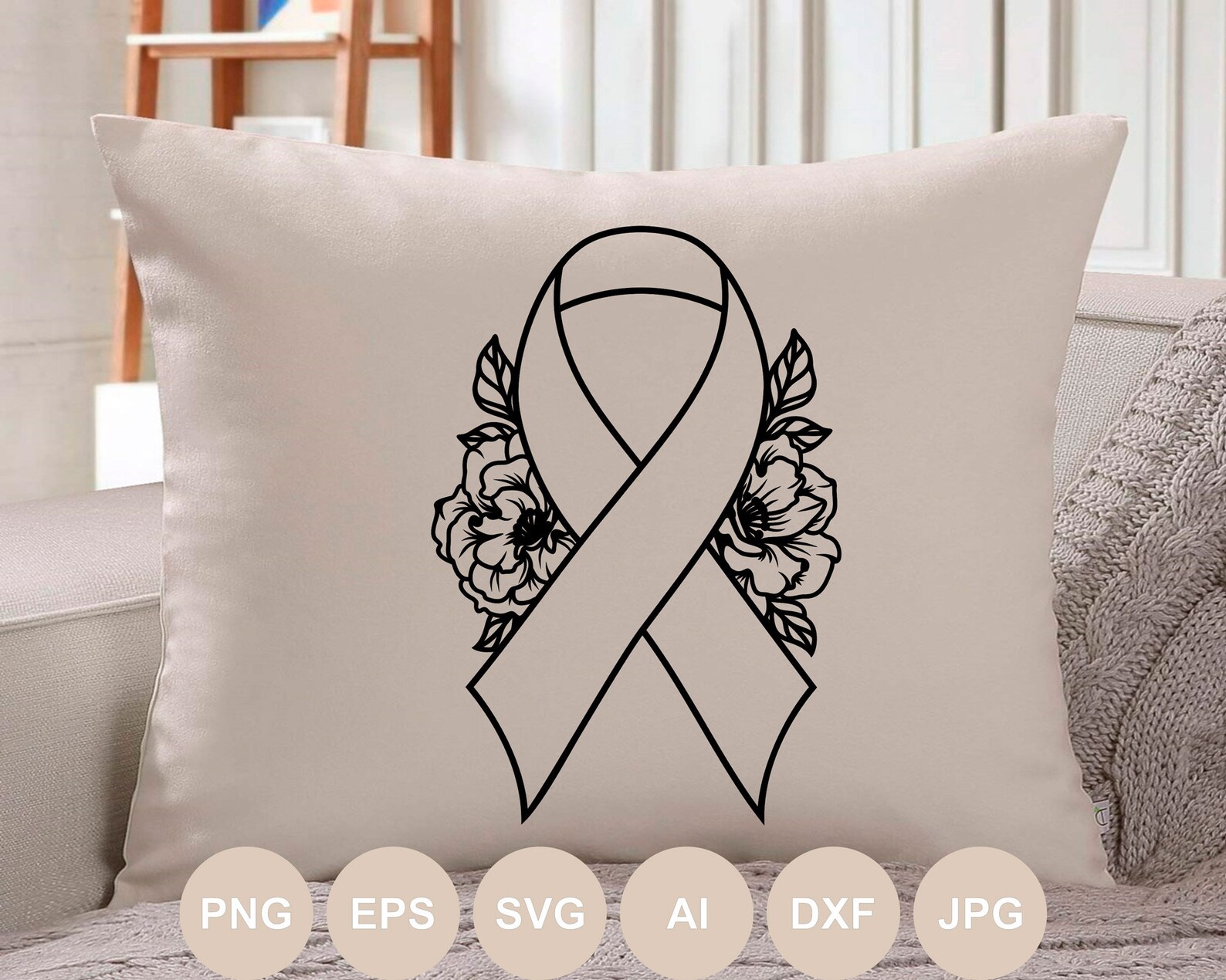 Awareness Ribbon Svg File Awareness Ribbon Cut File Floral - Etsy