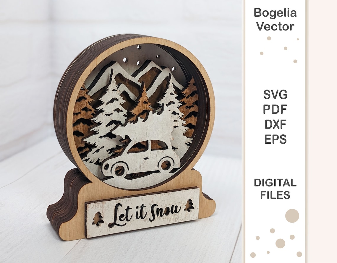 3D Snow Globe Laser Cut File Layered Svg Christmas Ornament - Etsy