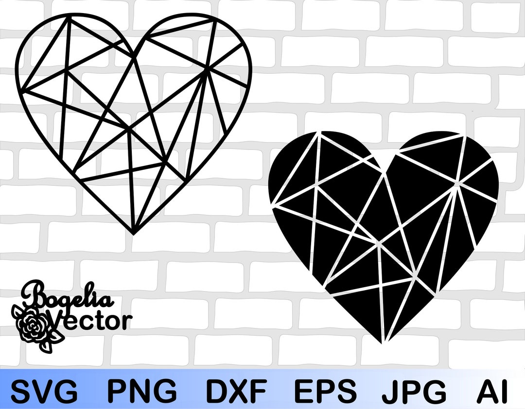 Geometric Heart Svg, Heart Cut File, Valentines Day, Minimalist ...