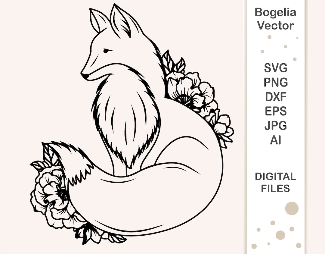 Floral Fox Svg, Cut File, Fox With Flowers, Forest Animal Svg for ...