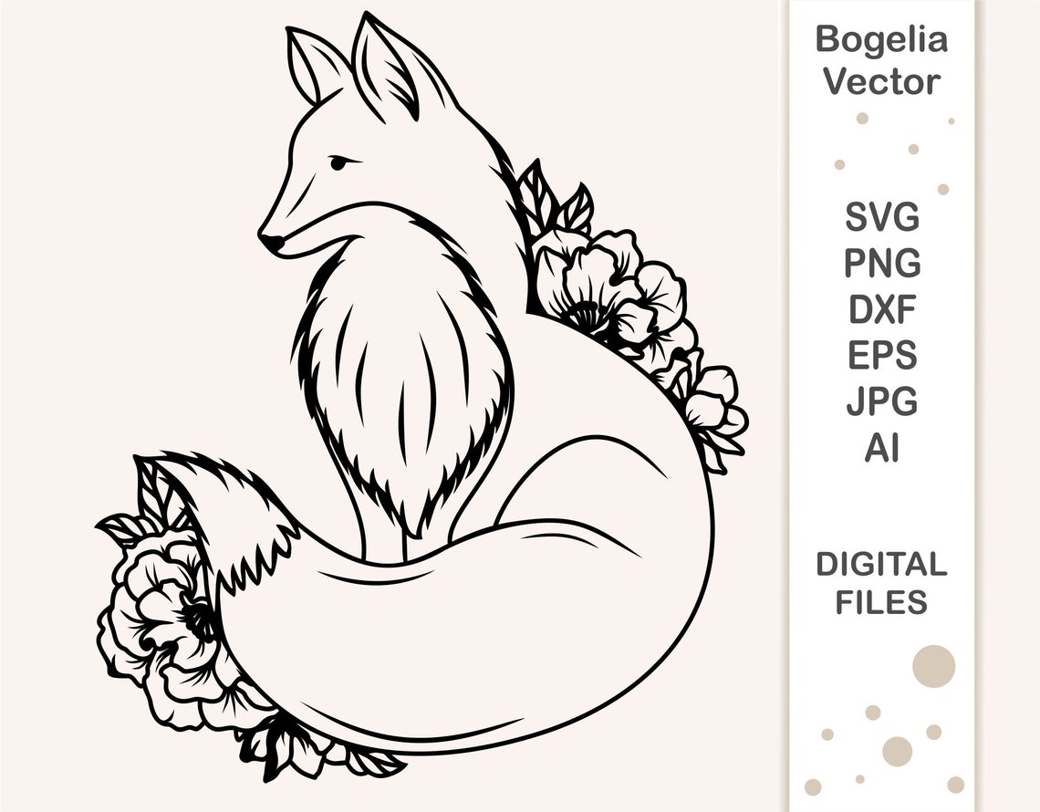 Floral Fox Svg Cut File Fox With Flowers Forest Animal Svg - Etsy