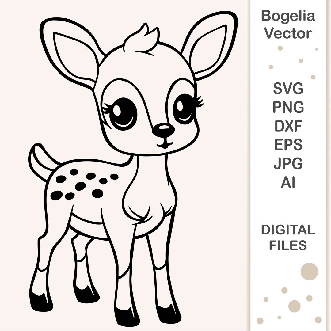 Cute Baby Deer Svg File, Cut File, Deer Svg, Woodland Animals, Forest ...