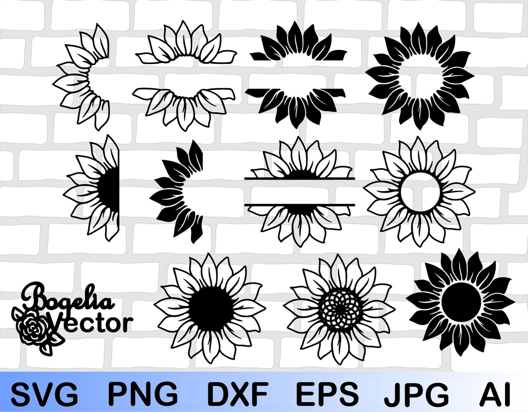 Sunflower Svg, Cut File, Floral, Bundle, Shirt, Vinyl, Vector, Cricut ...
