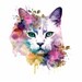 Watercolor Cats With Flowers Clipart 11 High Quality Jpg - Etsy