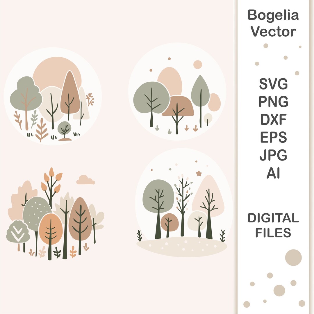 Cute Tree Bundle Svg, Cut File, Layered Svg, Cute Tree Svg, Forest Baby ...