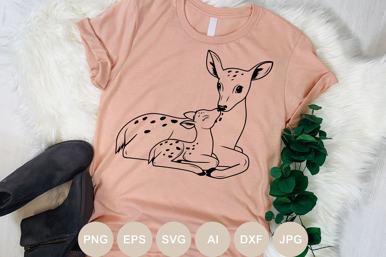 Mom and Baby Deer Svg Deer Cut File Family Deer Woodland | Etsy