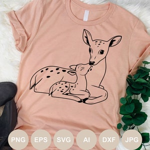 Mom and Baby Deer Svg, Deer Cut File, Family Deer, Woodland Animals ...