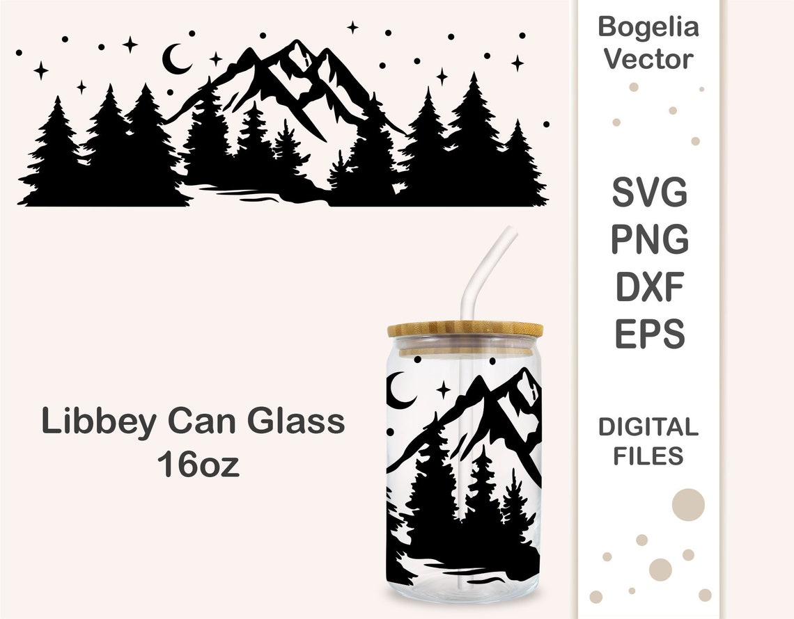 Mountain Wrap for Libbey Glass Can 16oz Svg Cut File Forest - Etsy