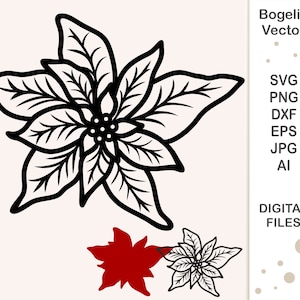 Poinsettia Svg File, Poinsettia Cut File, Christmas Svg, Floral ...