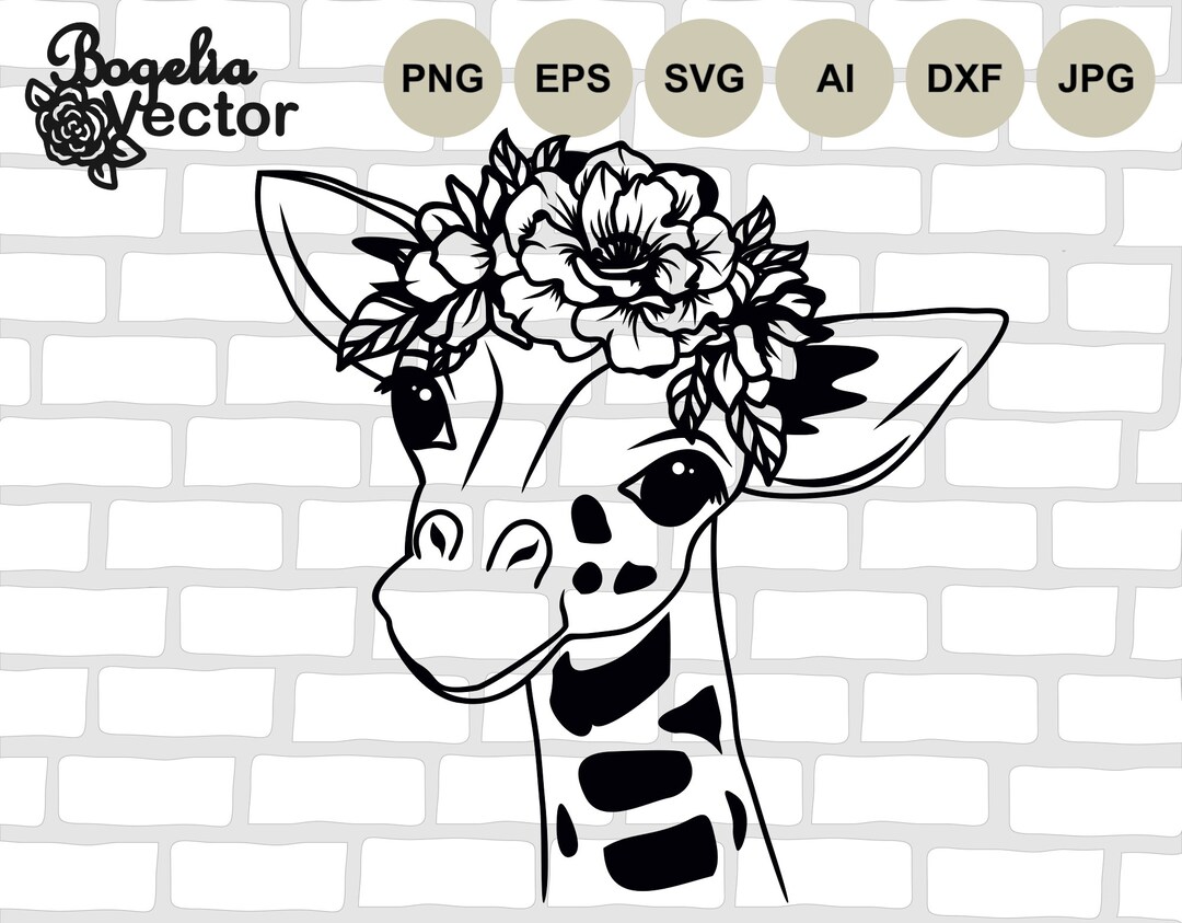 Giraffe Floral Crown Svg, Animal Cut File (digital Download) - Etsy
