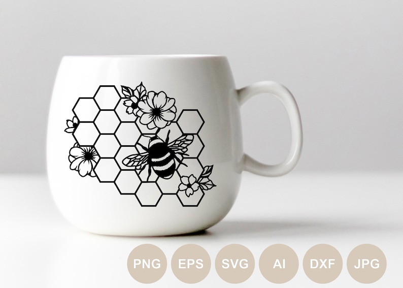 Bee Svg File Cut File Floral Bee Honey Svg Honeycomb Png | Etsy