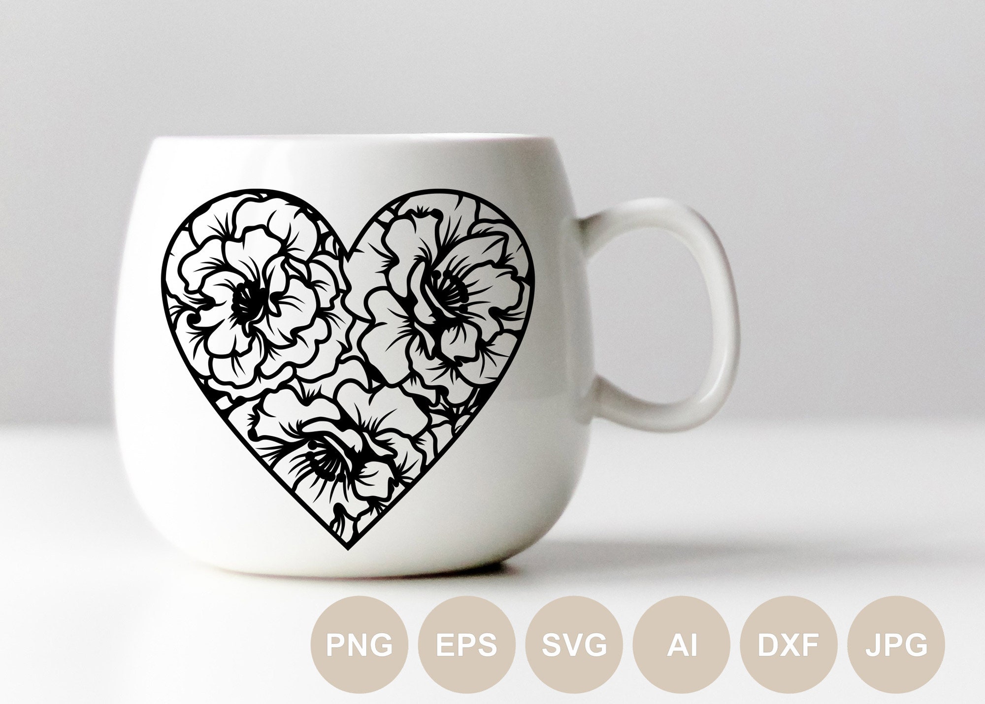 Flower Heart Svg Floral Heart Cut File Flowers Svg - Etsy