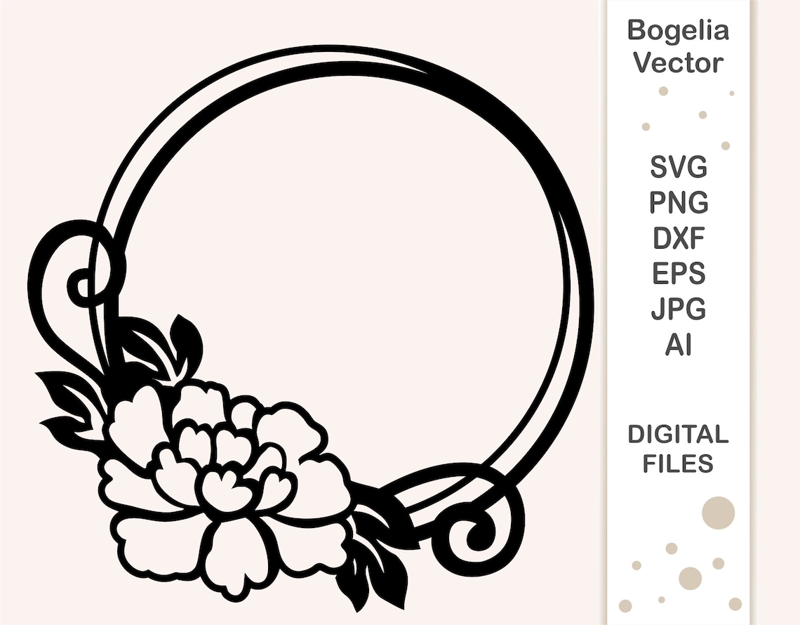 Floral Frame Svg Round Frame Svg Round Floral Frame Floral - Etsy