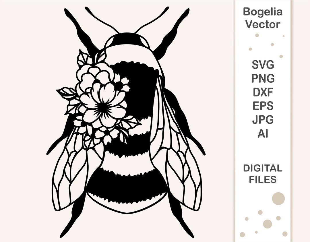 Bumblebee Svg, Bee Cut File, Bee With Flowers, Svg for Shirts, Bumble ...