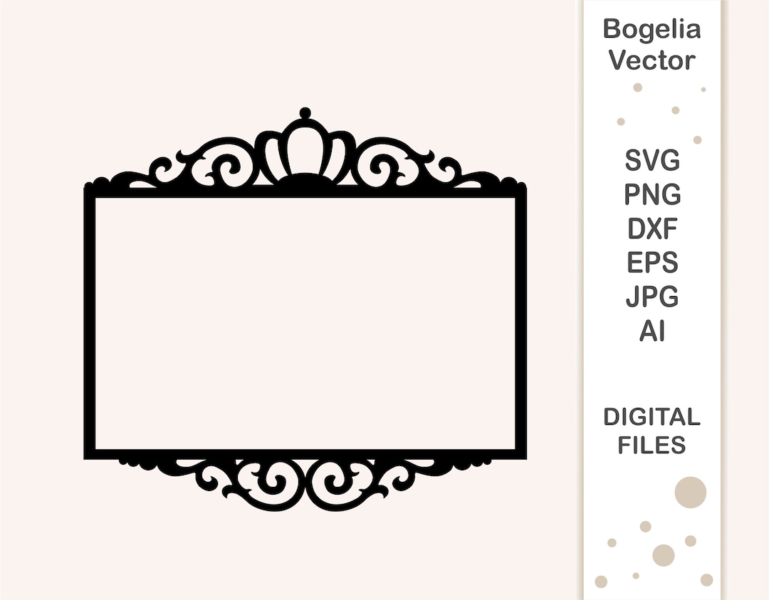 Rectangle Frame Svg, Cut File, Crown Svg, Princess Svg Designs, Crown ...