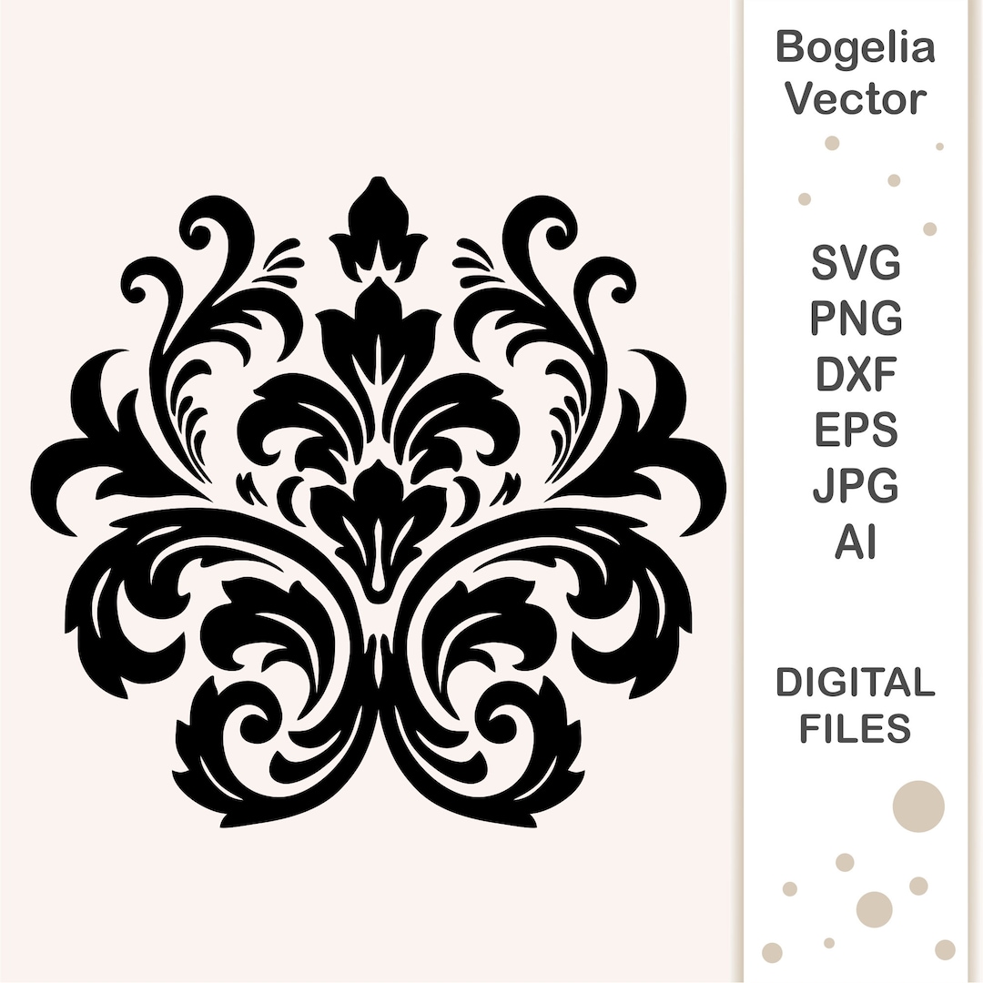 Damask Element Svg Cut File, Damask Stencil Svg, Damask Svg, Vintage ...