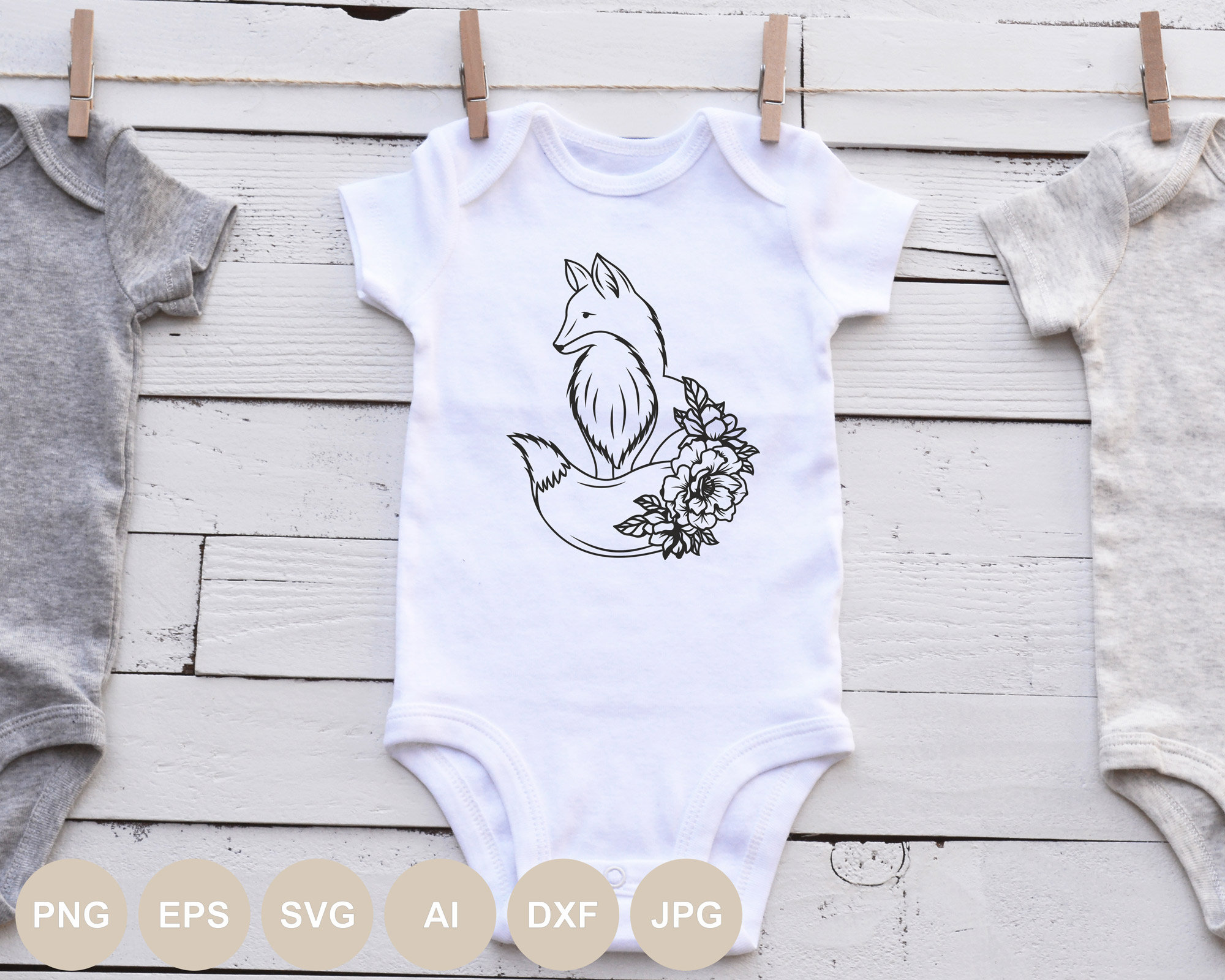 Fox Svg Floral Fox Svg Fox Cut File Cute Animal Svg - Etsy