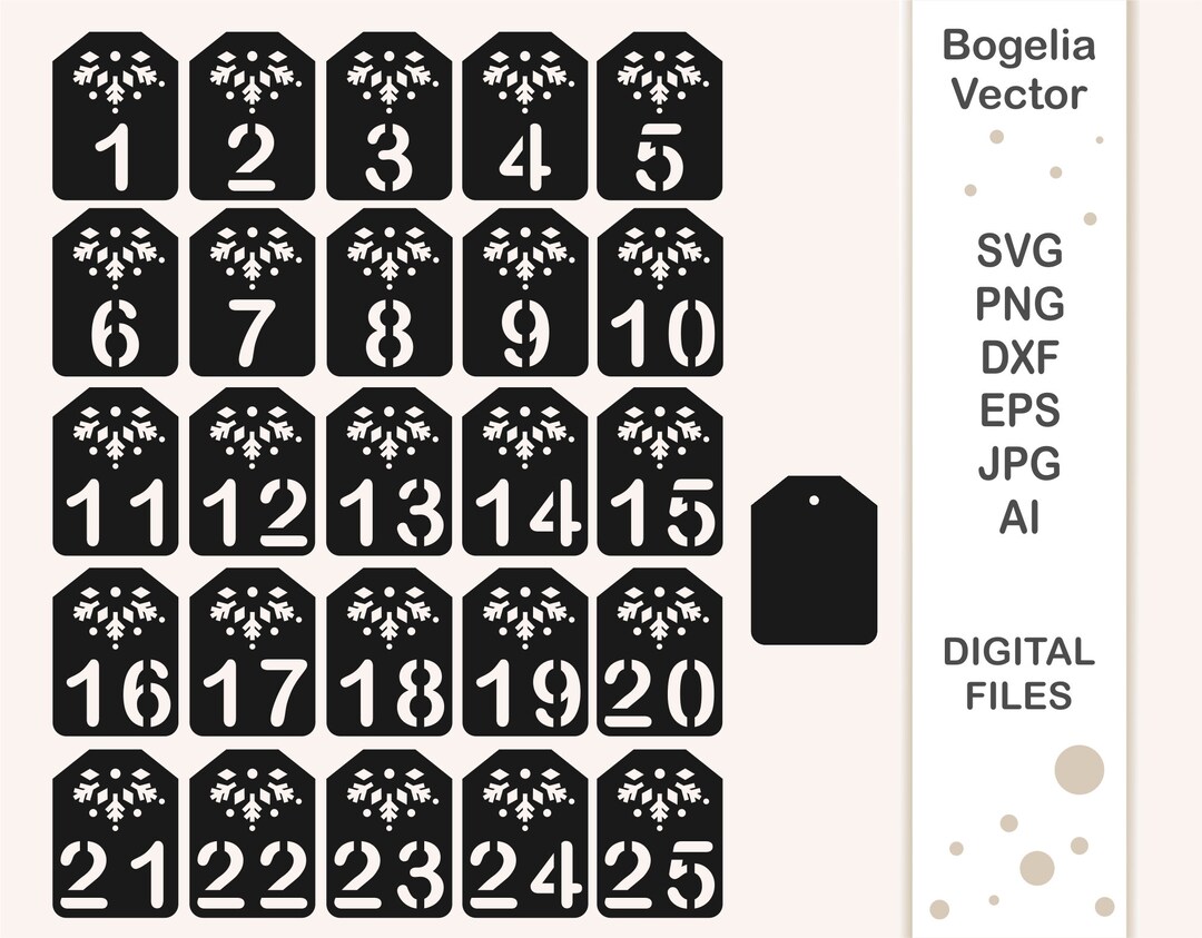 Advent Calendar Svg, Christmas Cut Files, Christmas Countdown Tags ...