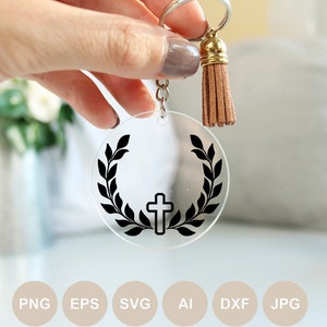 Cross Monogram Frame Svg, Laurel Wreath Cut File, Easter Cross Png ...