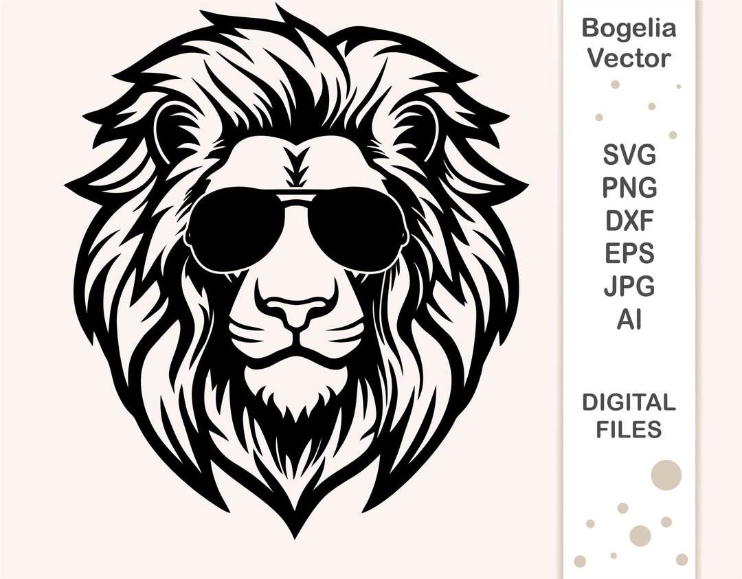 Lion Svg Cut File, Lion With Glasses Svg, Wild Animal Svg, Cricut ...