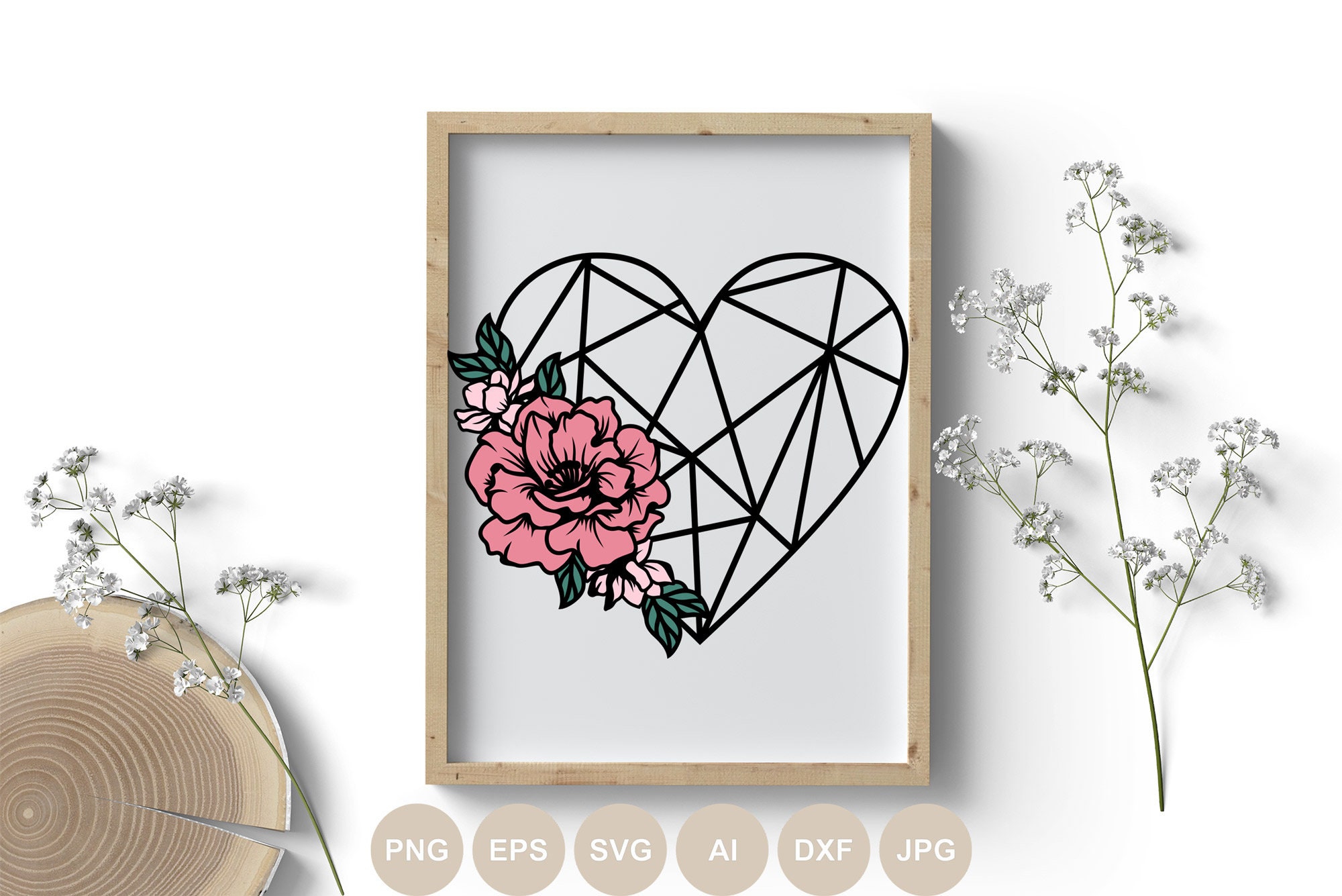 Heart Svg Heart Cut File Floral Heart Heart With Flowers | Etsy